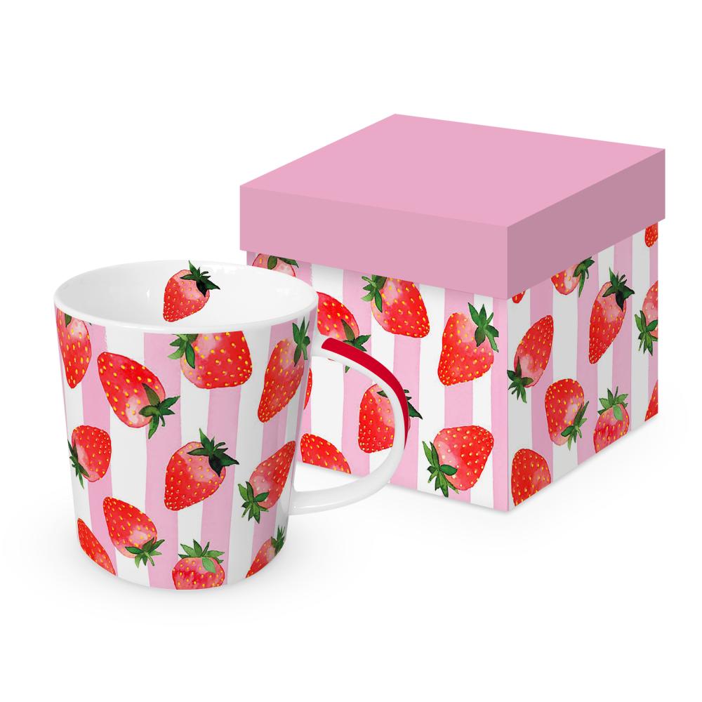 Strawberry & Stripes • Gift-boxed Mug – Paperproducts Design