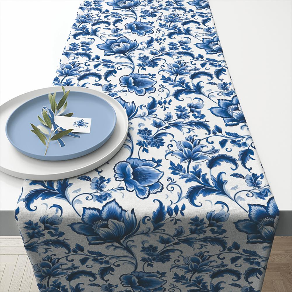Delft Blue Florals • Table Runner – Paperproducts Design
